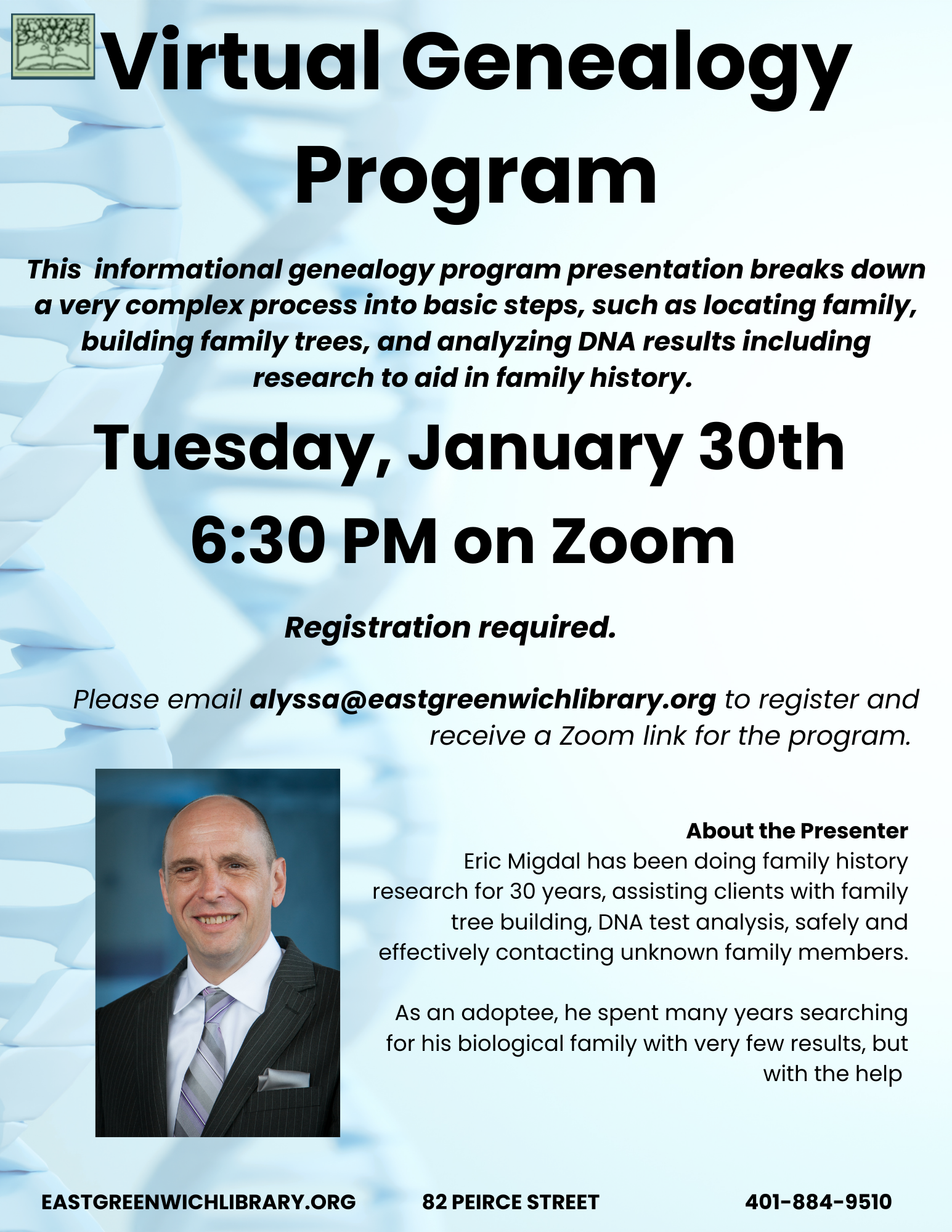 Genealogy Informational Program (Virtual) | East Greenwich Free Library